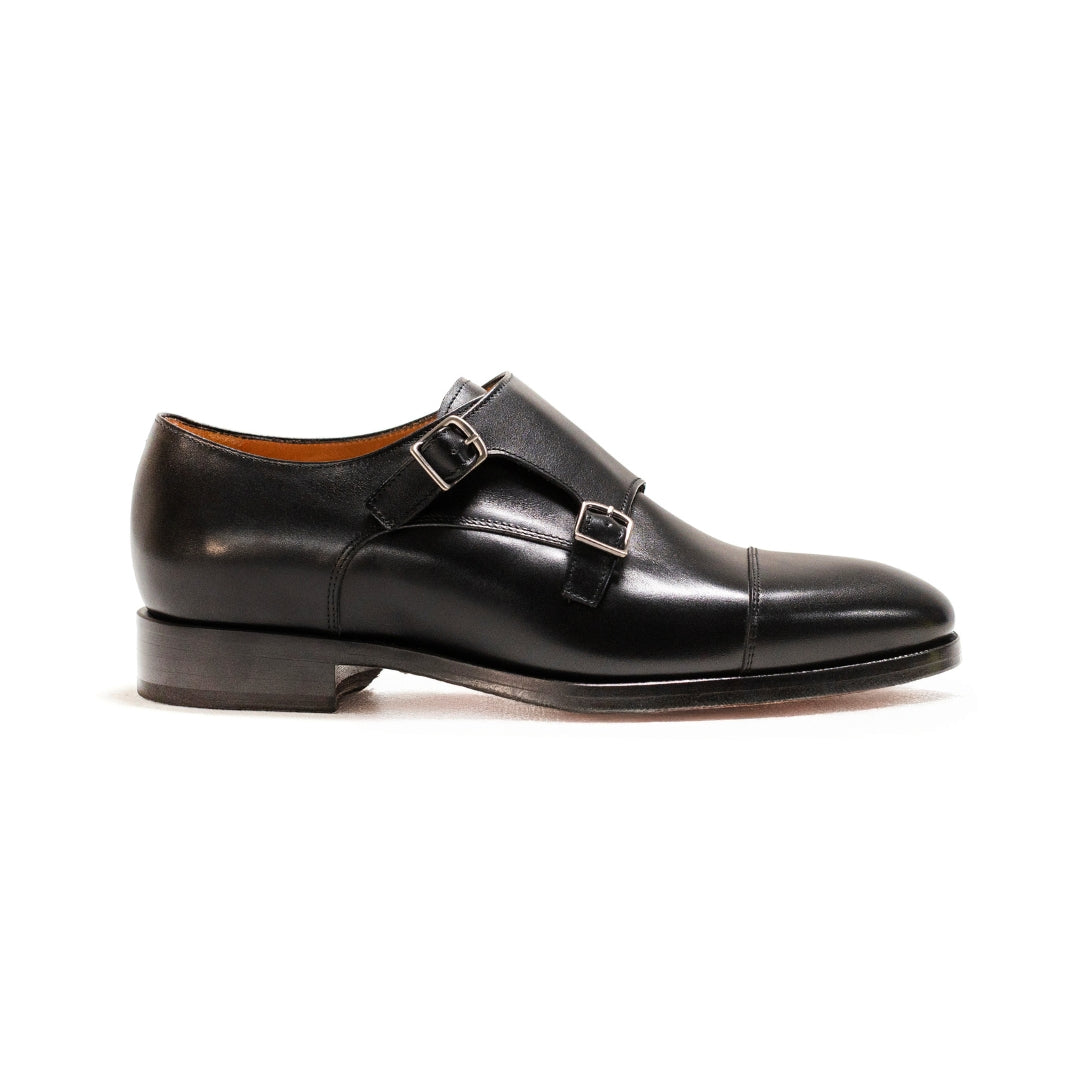 ELLIOT BLACK LEATHER MONK STRAP